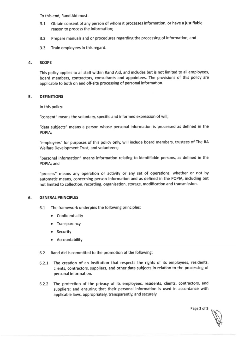 Terms and Conditions – Rand Aid Association