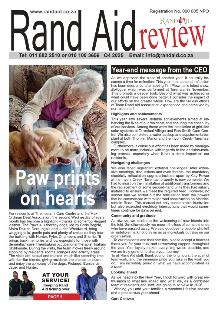 Rand Aid Association newsletter: 4th 2025 – Rand Aid Association